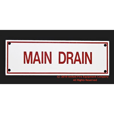 Sign,Aluminum,Main Drain,6x2